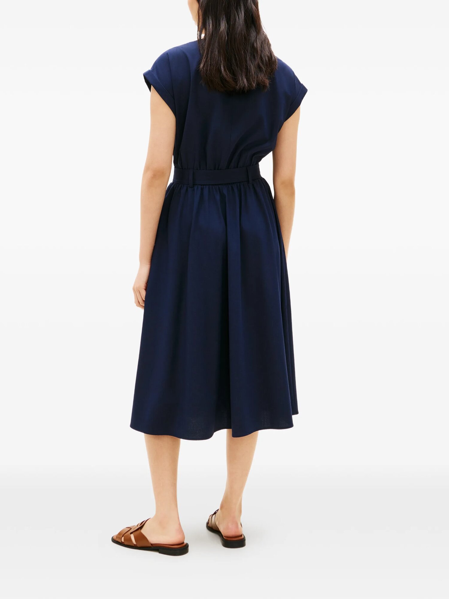 Платье TOMMY HILFIGER Patch-pocket belted midi dress, размер 42 EU, blue — фото 1