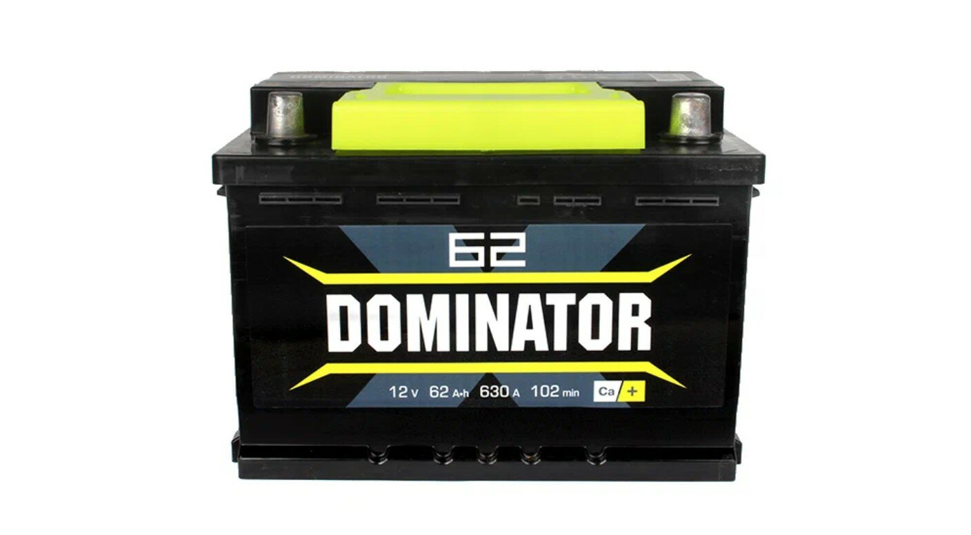 Аккумуляторная батарея DOMINATOR 6СТ-62 обратная полярность низкая 12В 62 А·ч 630 А гибридный