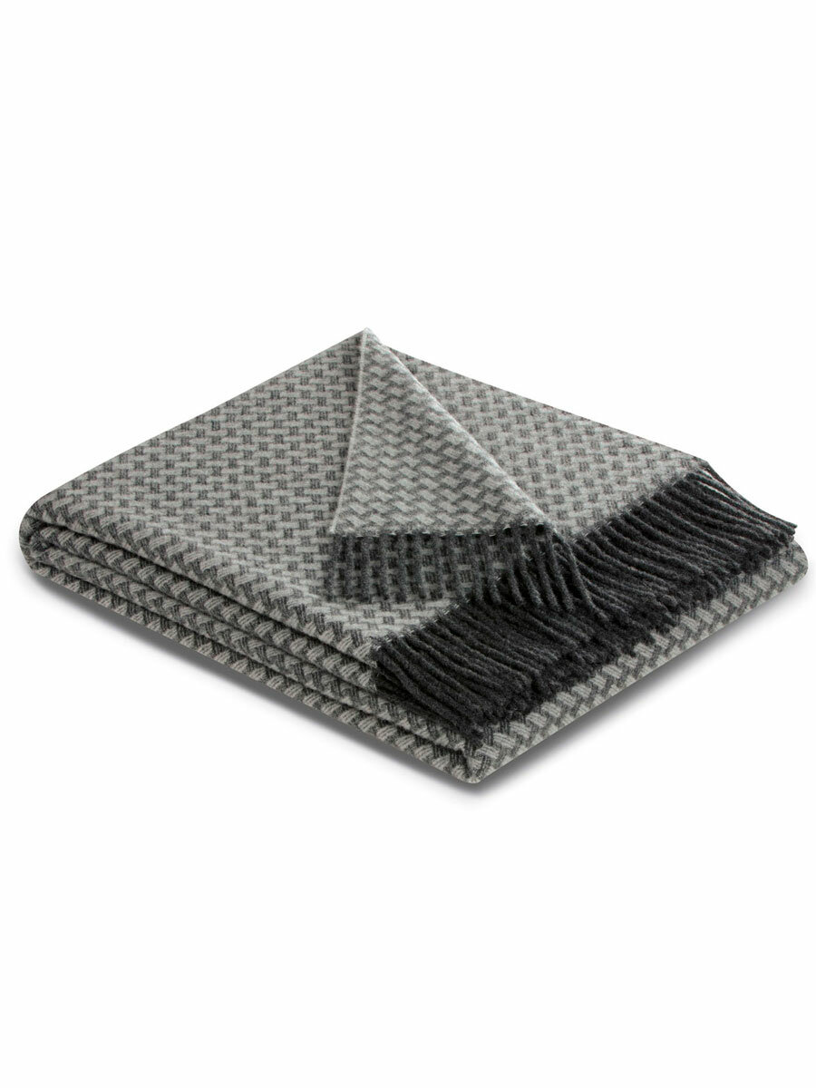 Плед Biederlack "Vivo Antracite", 1,5 спальный, натуральный, шерсть/кашемир