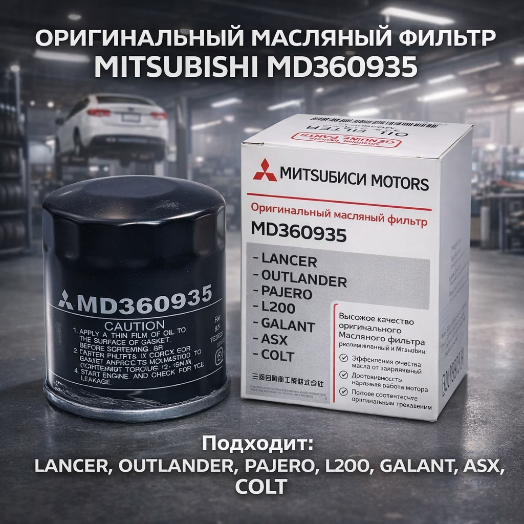 Фильтр масляный Mitsubishi MD360935 Подходит: Lancer, Outlander, Pajero, L200, Galant, ASX, Colt