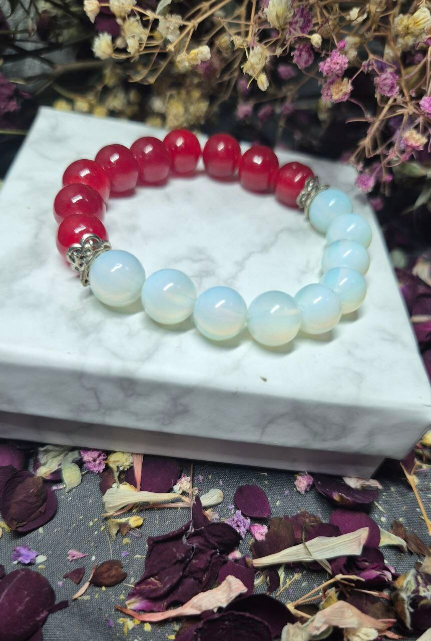 Плетеный браслет, лунный камень