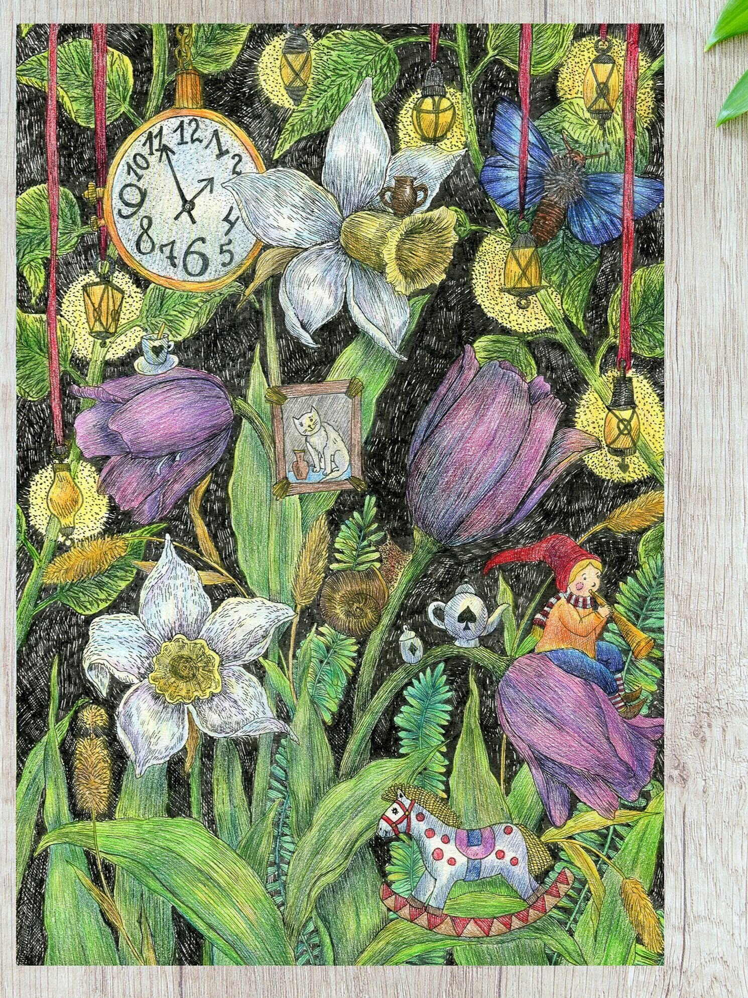 Набор открыток с цветами для посткроссинга 6 штук