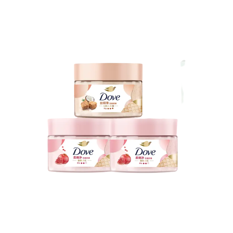 Скраб для тела унисекс Dove увлажняющий фруктовый аромат, 280g, 3 Pcs, отшелушивающий, гидратирующий