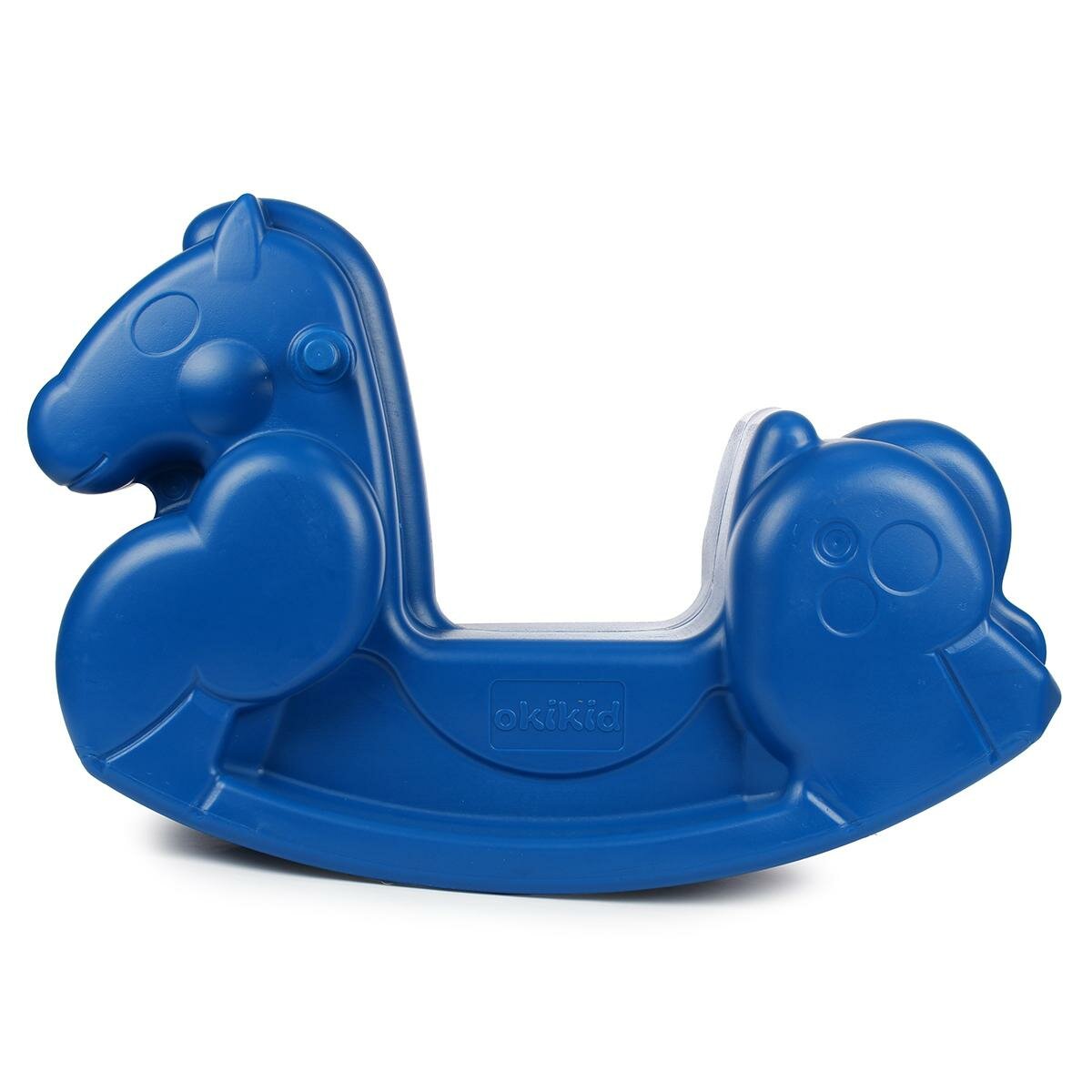 Качалка-Лошадка синяя для детей от 1 года, прочная пластик, до 80 кг
