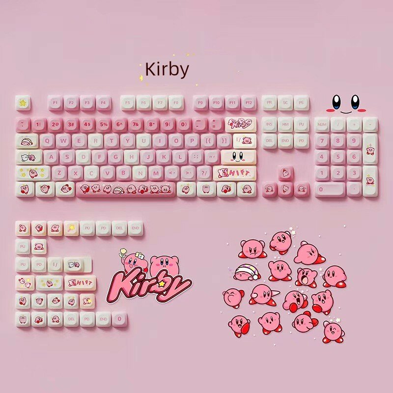 Кейкапы Kirby Star Cute для механической клавиатуры MOA, PBT, сублимационная печать, розовые, персонализированные для