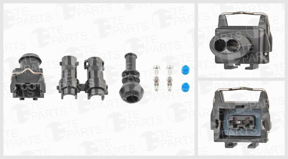 Разъём 2х контактный TE PARTS 7810026 Daf Iveco Renault Volvo Mb Man, комплектация: 2 + 2-pin, 4 уплотнения, защитный кожух, уплотнение кабеля
