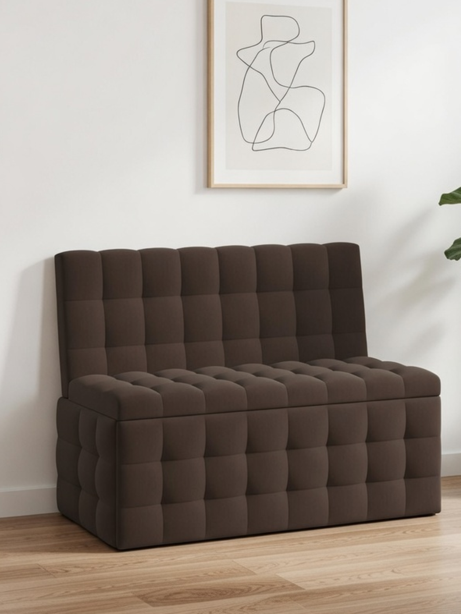 Диван для кухни "Темпо" PRIME с местом для хранения, велюр, цвет коричневый