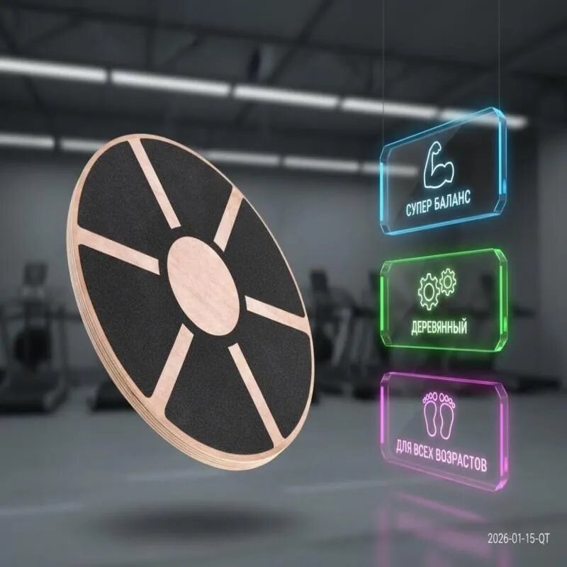 Балансир спортивный деревянный для равновесия 39х39 см для детей и взрослых