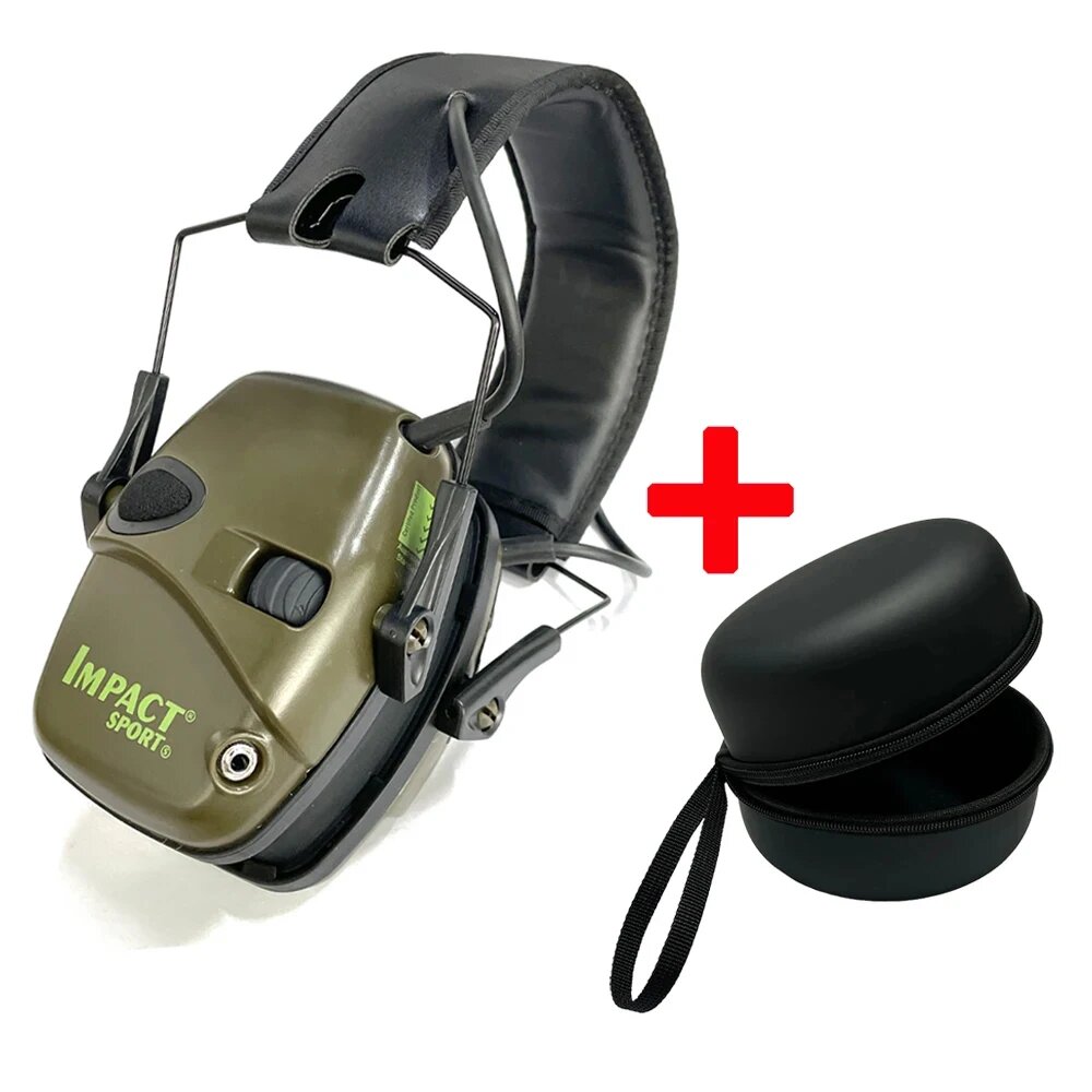Электронные тактические наушники для стрельбы Active Noise Cancellation Green with case