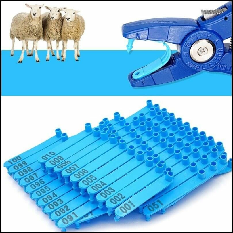 Биркач и ушные бирки для животных, домашнего скота и собак, с номером, 74х9х2 мм, 100 шт.