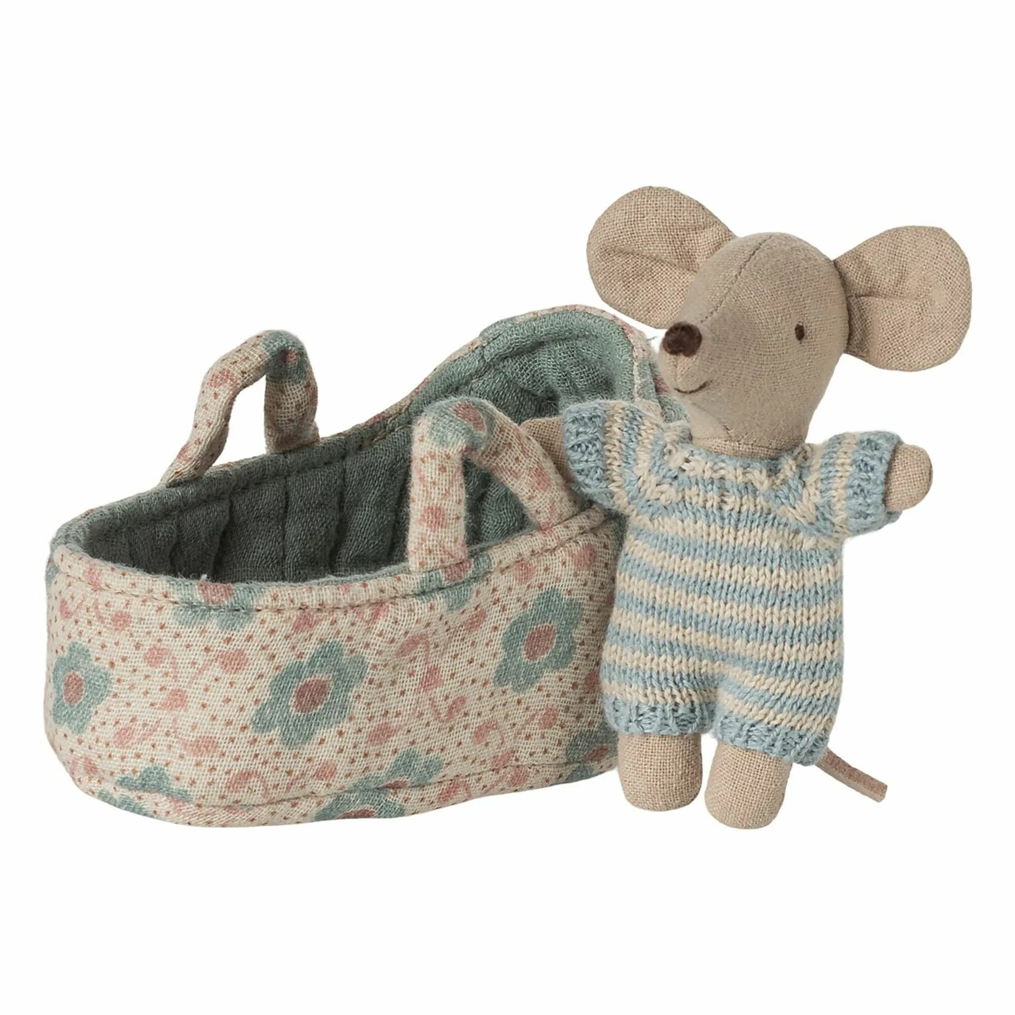 Maileg Мышонок в колыбельке Baby mouse in its bassinet - Blue