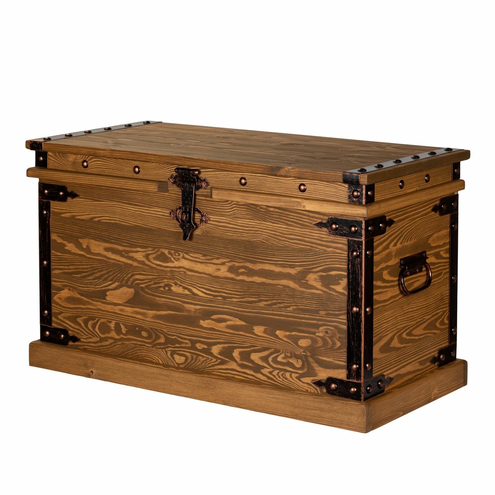 Сундук "викинг" из массива сосны (с прямой крышкой) (палисандр)
