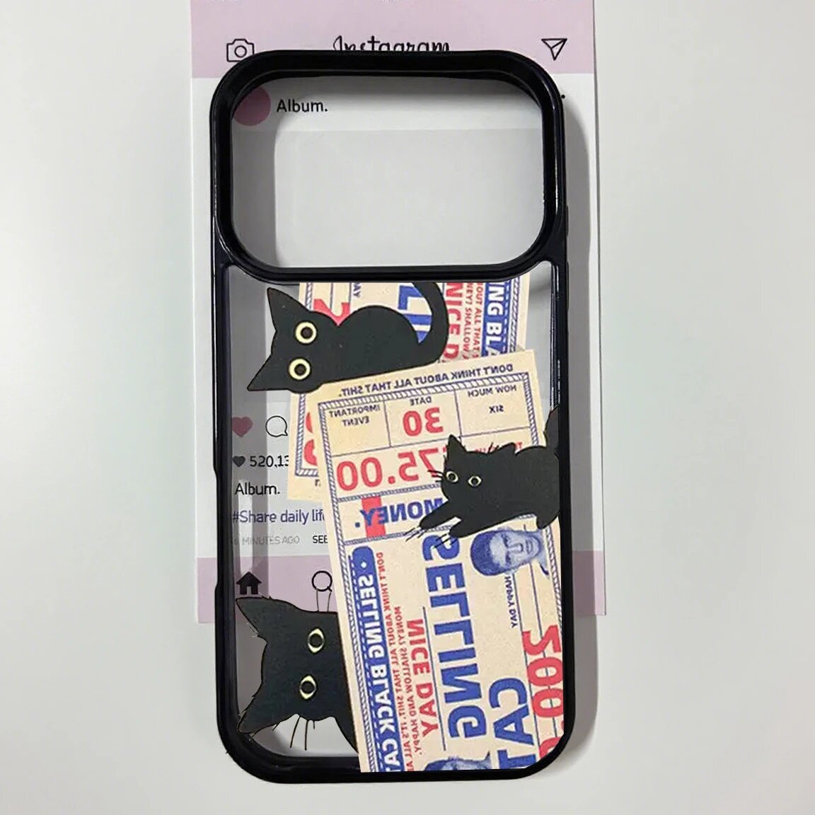 Чехол для iPhone 17 Pro Max Angry Cat, черный, прозрачный
