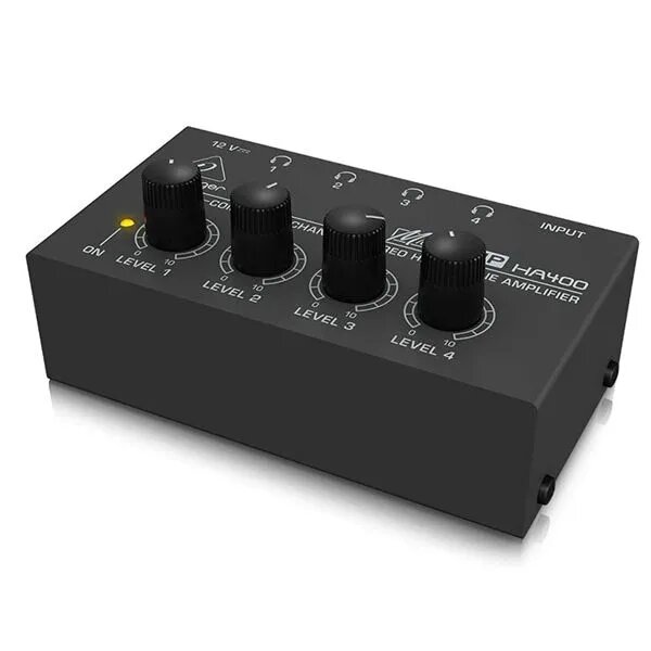 Behringer Microamp HA400 - Компактный 4-канальный стерео усилитель для наушников, 1 вход, 4 независимые секции с регулировкой уровня — фото 1