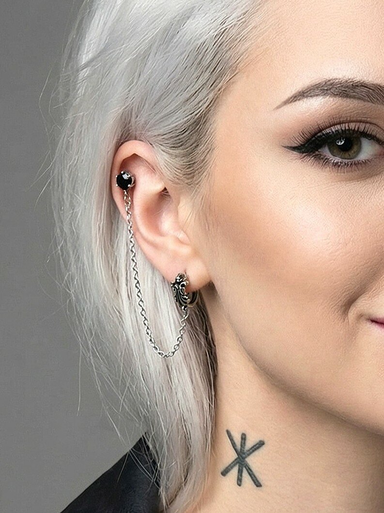 Моносерьга, славянский оберег, фианит