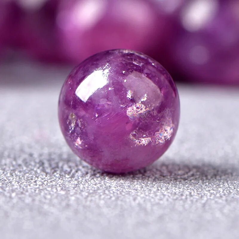 Фиолетовая лепидолит бусина для бижутерии 10mm 1PC