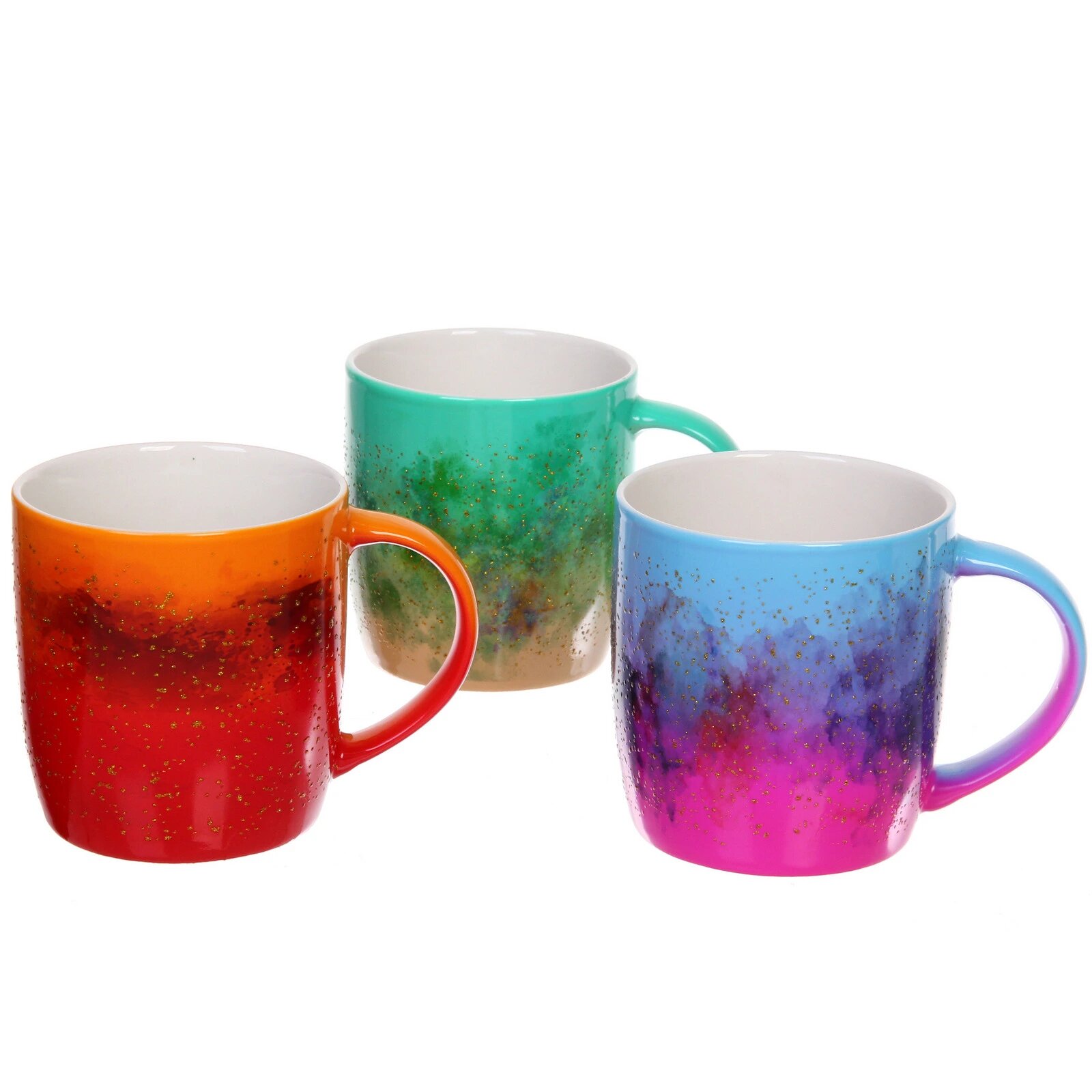 Кружка керамическая 330 мл «Краски», градиент, разноцветный принт, с золотистыми вкраплениями