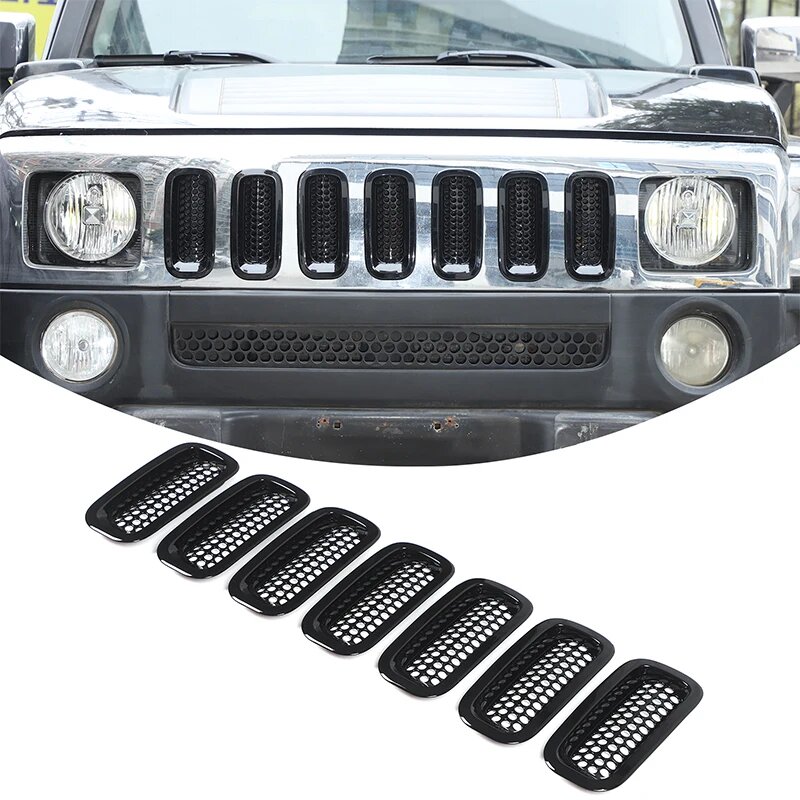 Защитная сетка для передней решетки Hummer H3 2005-2009, черная/красная, из ABS-пластика, аксессуар для тюнинга и декора