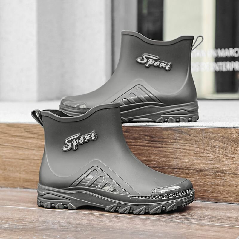 Мужские резиновые сапоги, модные взрослые водонепроницаемые сапоги, короткие резиновые сапоги, нескользящие, водонепроницаемые резиновые сапоги для кухни и строительных площадок, мужские водонепроницаемые сапоги для активного отдыха. EU:39