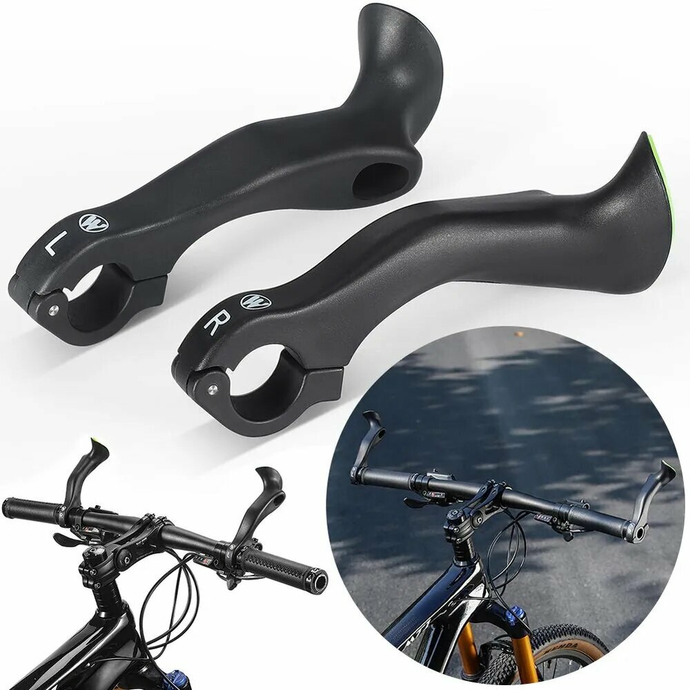 Велосипедные удлинённые роговые рукоятки WEST BIKING с флуоресцентным эффектом, 145 мм, для руля диаметром 22,2 мм