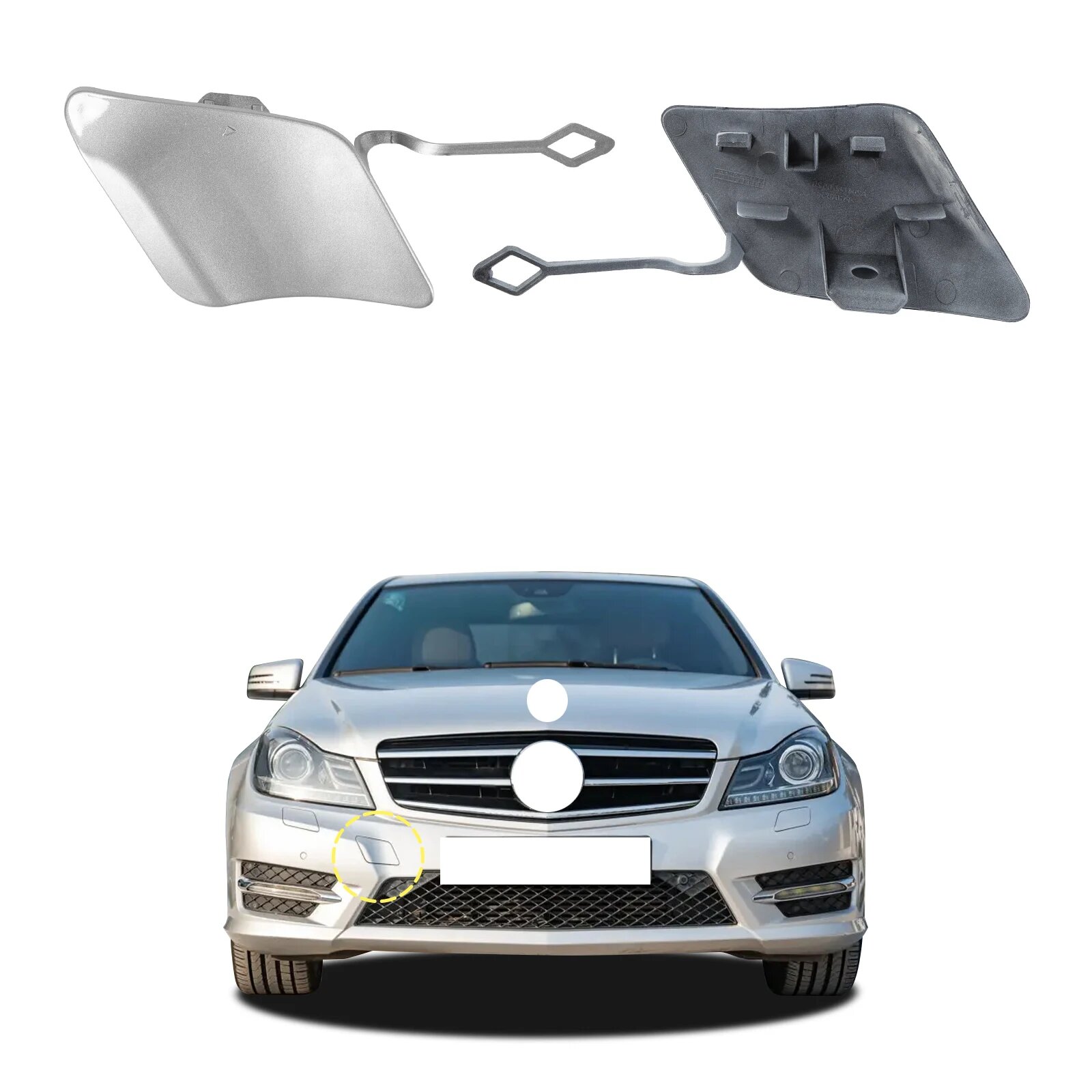 Крышка бампера Mercedes W204 C-Class AMG, правая, Silver, A 2048850526