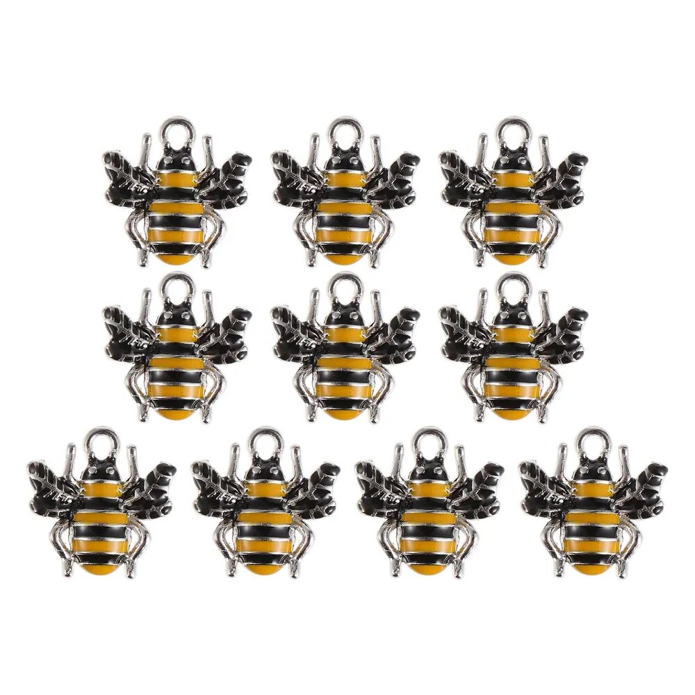 Набор бижутерных подвесок пчёлы, безопасный сплав, в наличии 10 штук, размерность 1.8x1.7x0.1cm