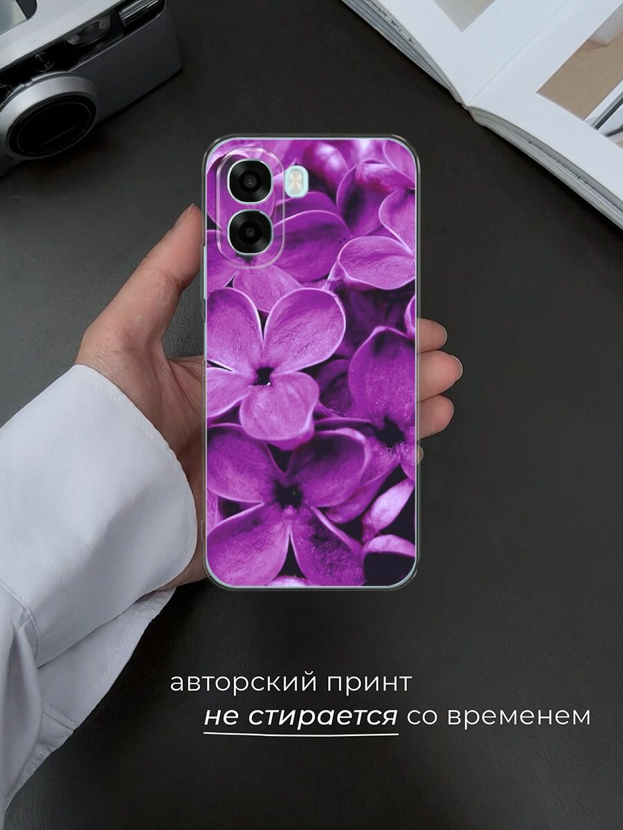 Силиконовый чехол на Oppo A6x / Оппо A6x с принтом Сирень крупная — фото 1