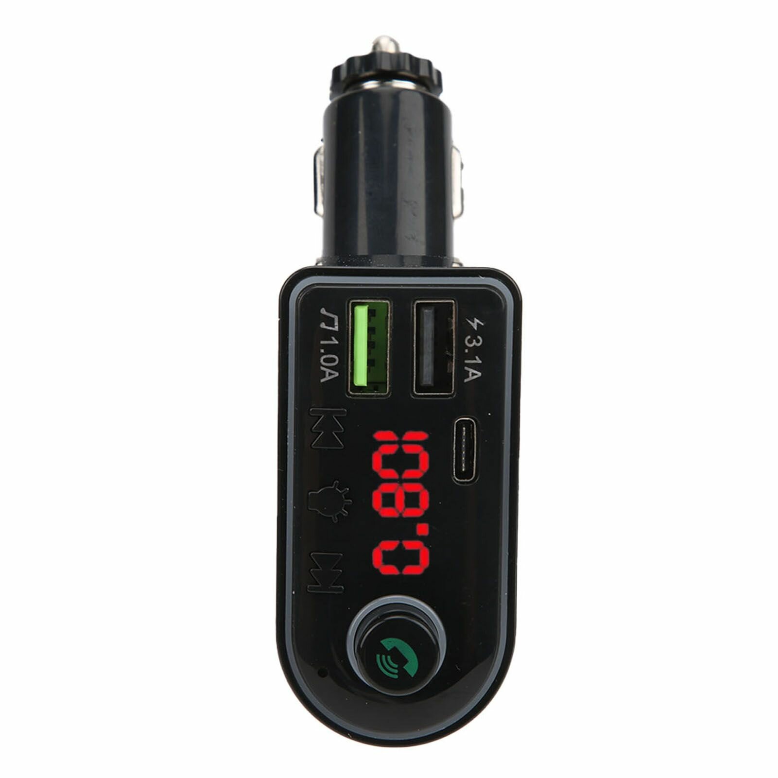 FMпередатчик MP3 Bluetooth версия 5.0, цифровой дисплей, интерьерная цветная подсветка, громкая связ