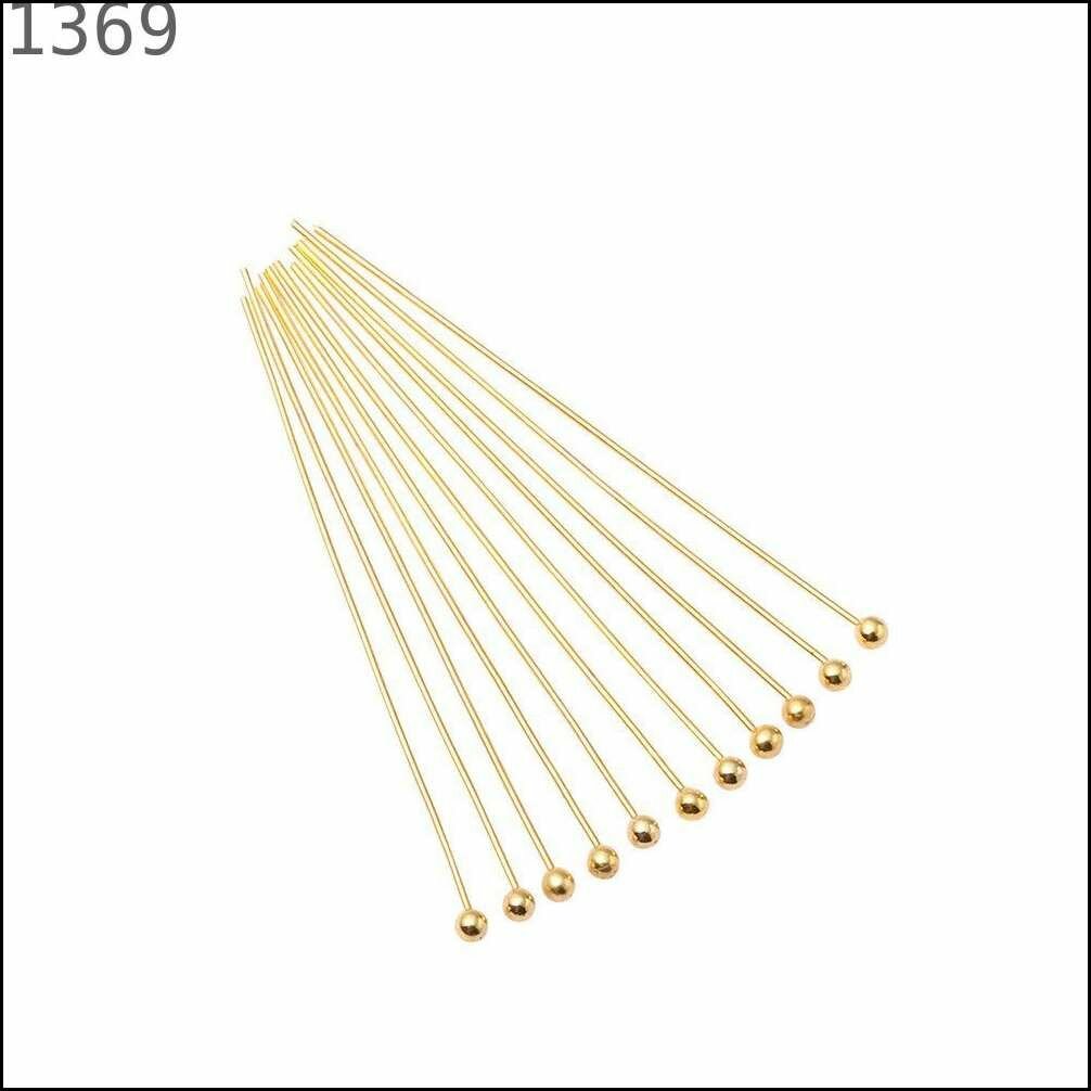 - ювелирные булавки с шариками 50 мм, цветное золото, 200 шт693