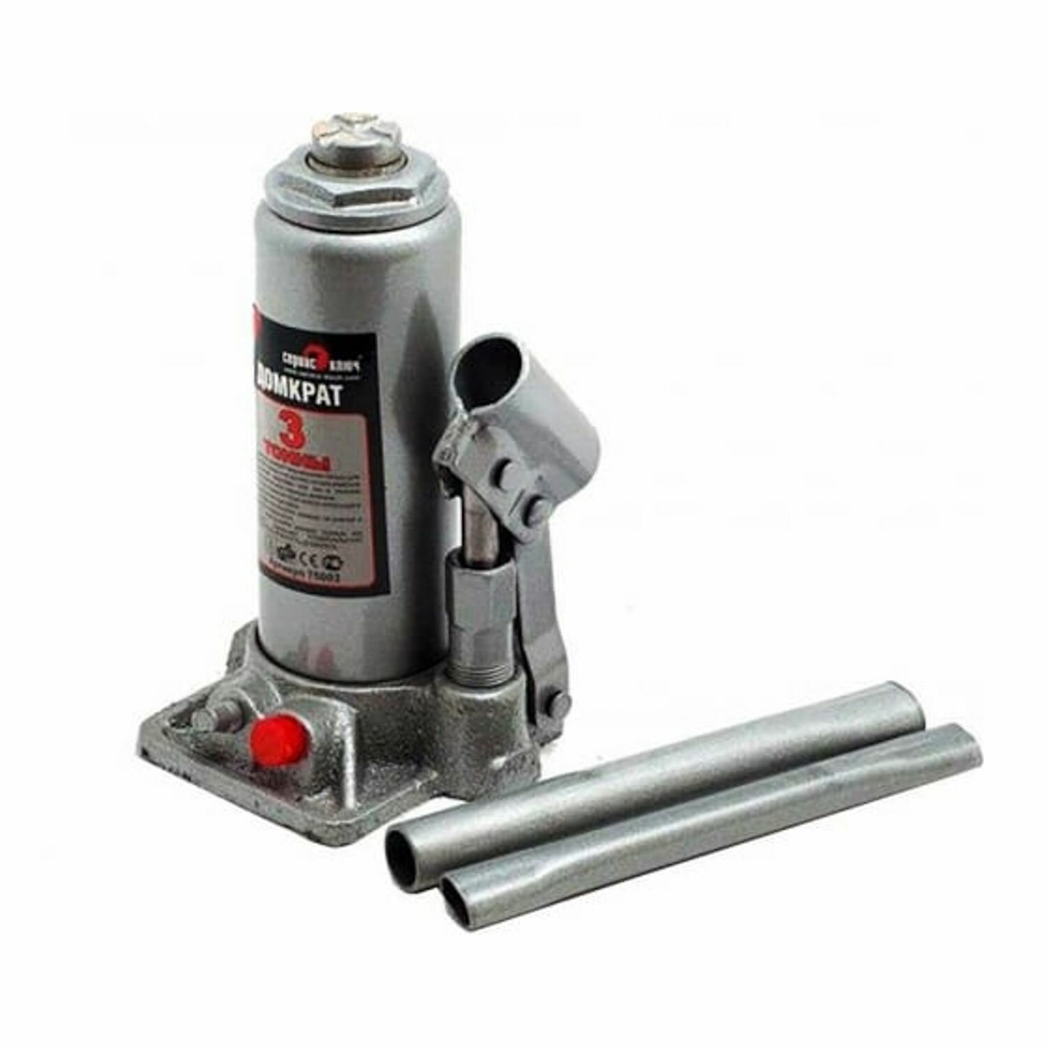 Домкрат гидравлический сервис ключ Грузоподъемность 3 тонны, высота подъема 180 350 мм, поставляется в кейсе (75033)