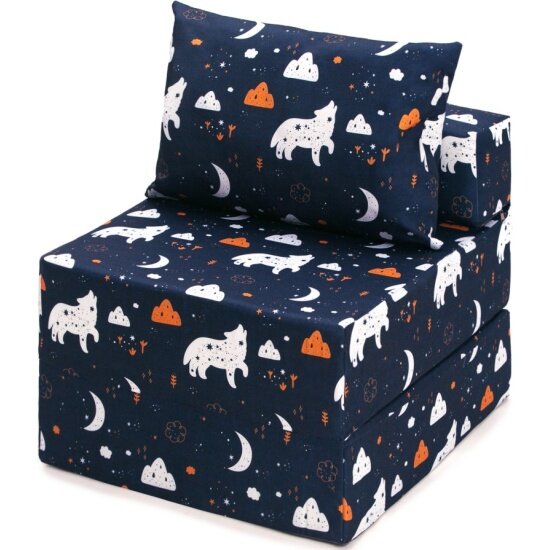 Бескаркасное кресло-кровать Mypuff Сказочный волк, размер ХXXХL, мебельный хлопок (kv_740_v2)