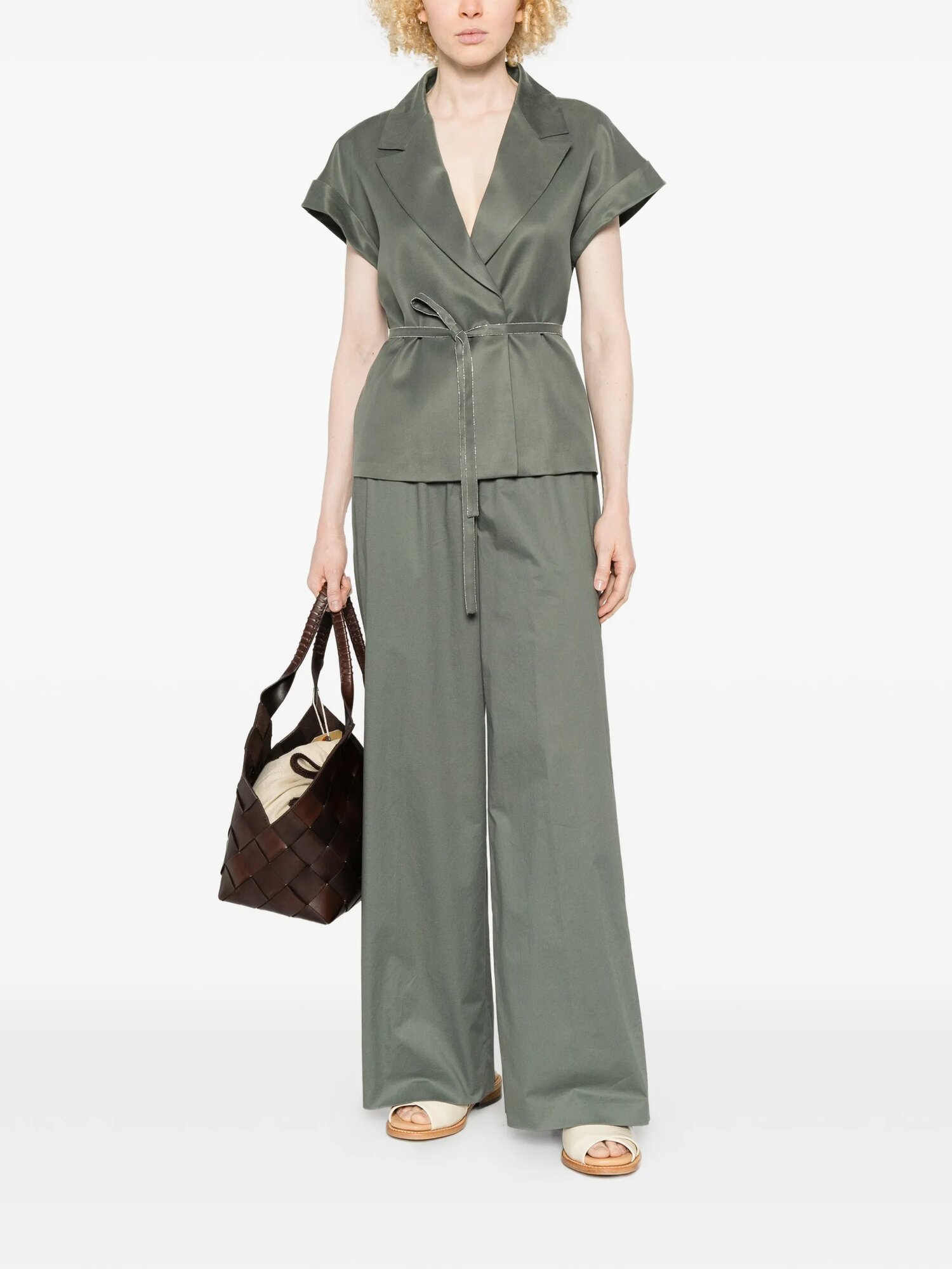 Брюки PESERICO Elasticated-waistband trousers, размер 42, green — фото 1