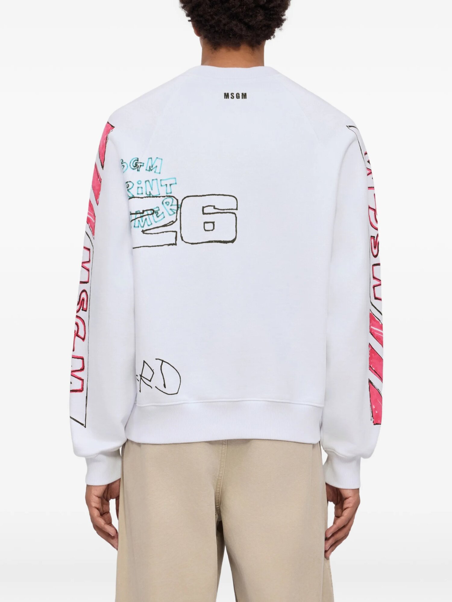 Толстовка MSGM, размер 54, , бежевый/белый — фото 1