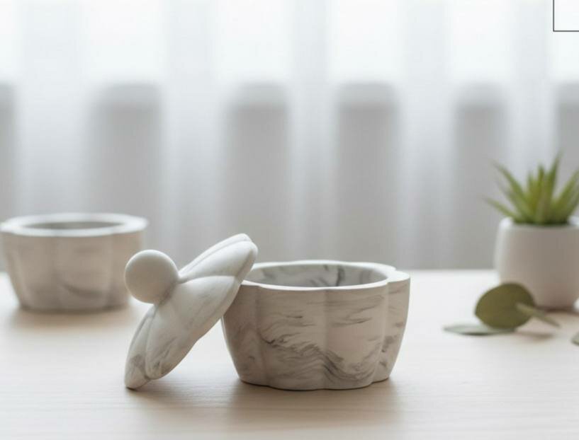 Декоративная шкатулка из гипса, подойдет для украшений и любой мелочи.