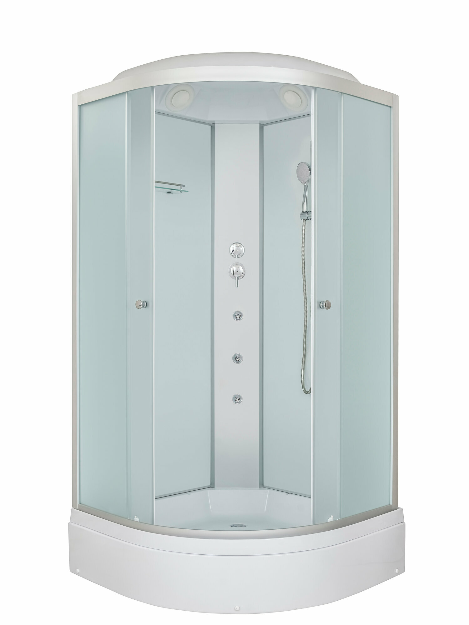 Душевая кабина DTO с крышей, средним поддоном, гидромассажем, матовое стекло, 100х100х215 см, серия LM