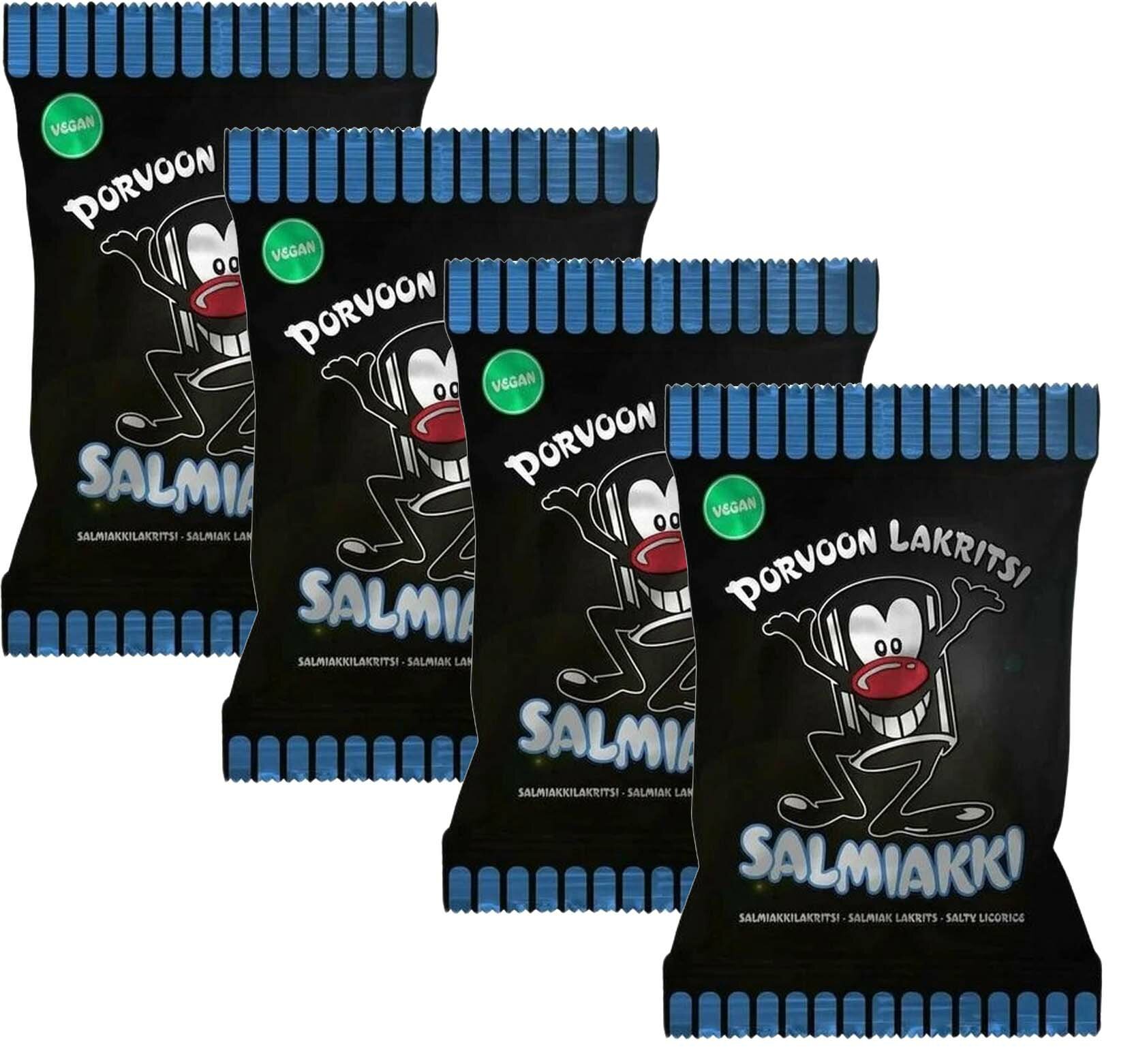Конфеты лакричные соленые веганские Salmiakki Porvoon Lakritsi (Финляндия) 250 гр. х 4 шт.