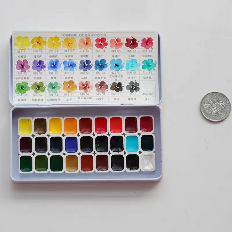 Немецкая акварельная краска Schminke, дополнительная упаковка, набор для новичков начального уровня, 24-цветная