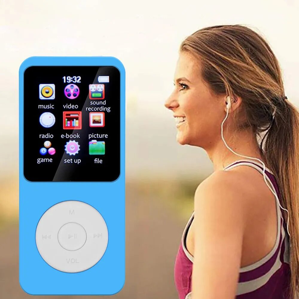 MP3-плеер, голубой, 1.8 дюйма, Bluetooth 5.0, цветной экран, с FM-радио и диктофоном — фото 1