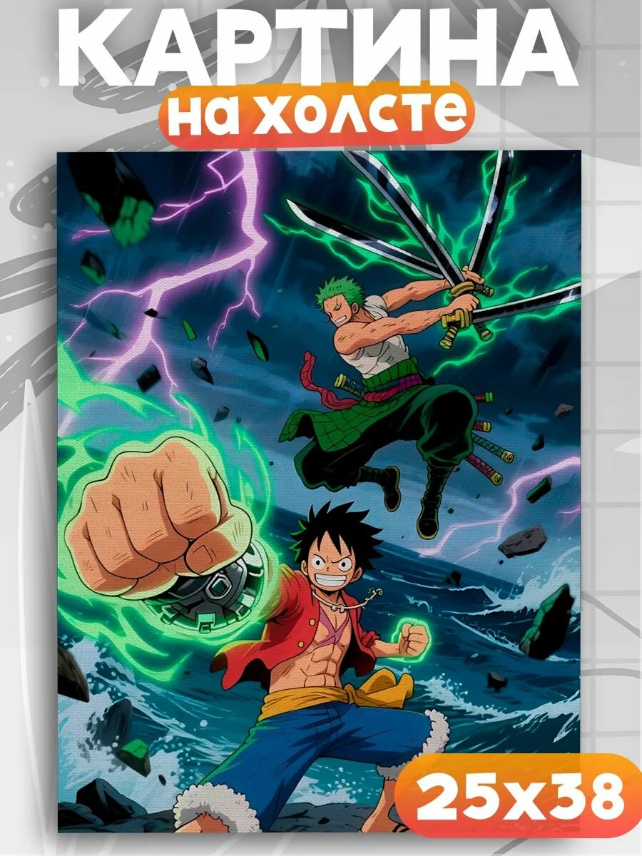 Картина на стену Ван пис One piece, на подрамнике, 1шт, 38х25 размер.