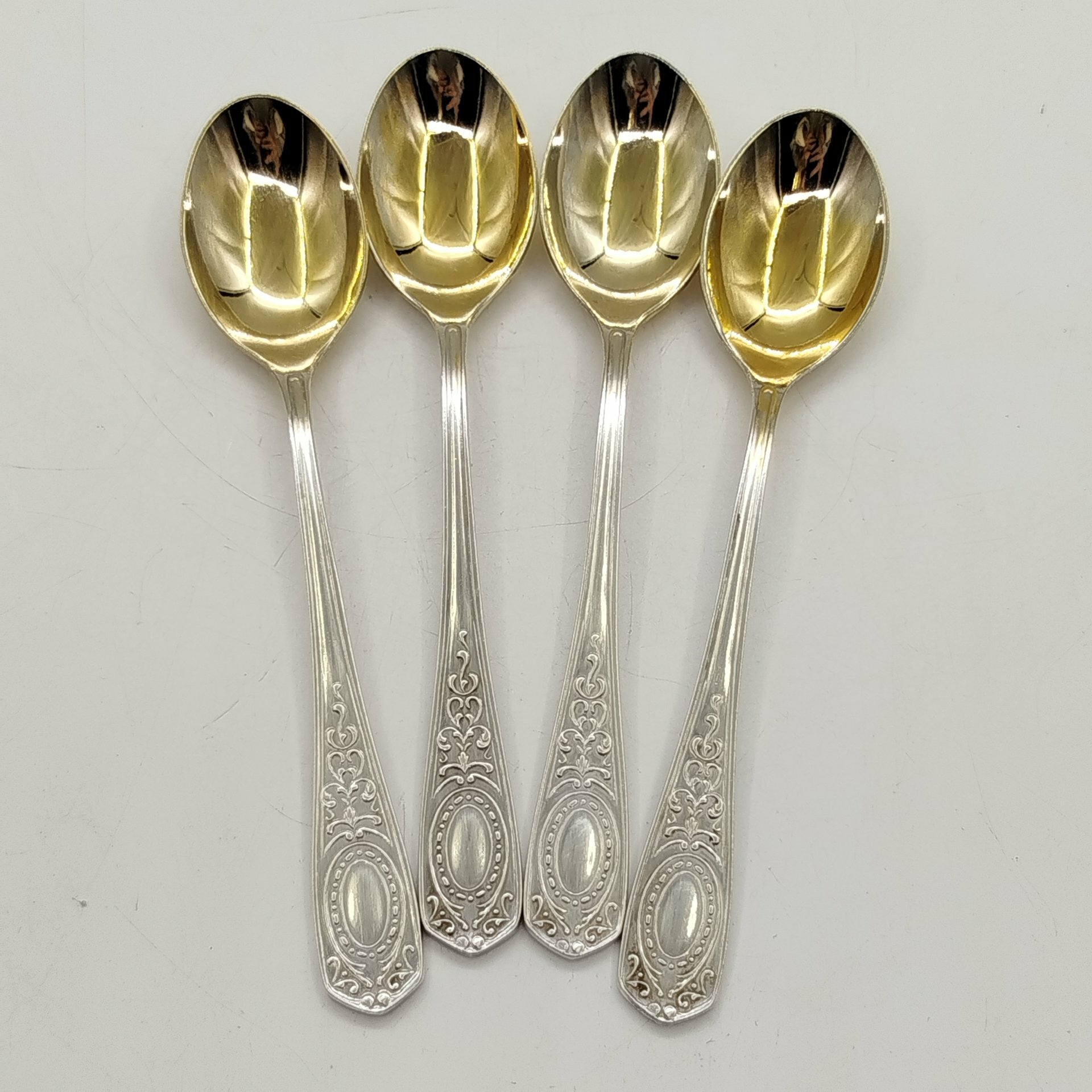 Набор чайных ложек на 4 персоны, мНЦ (медь-никель-цинк), золочение