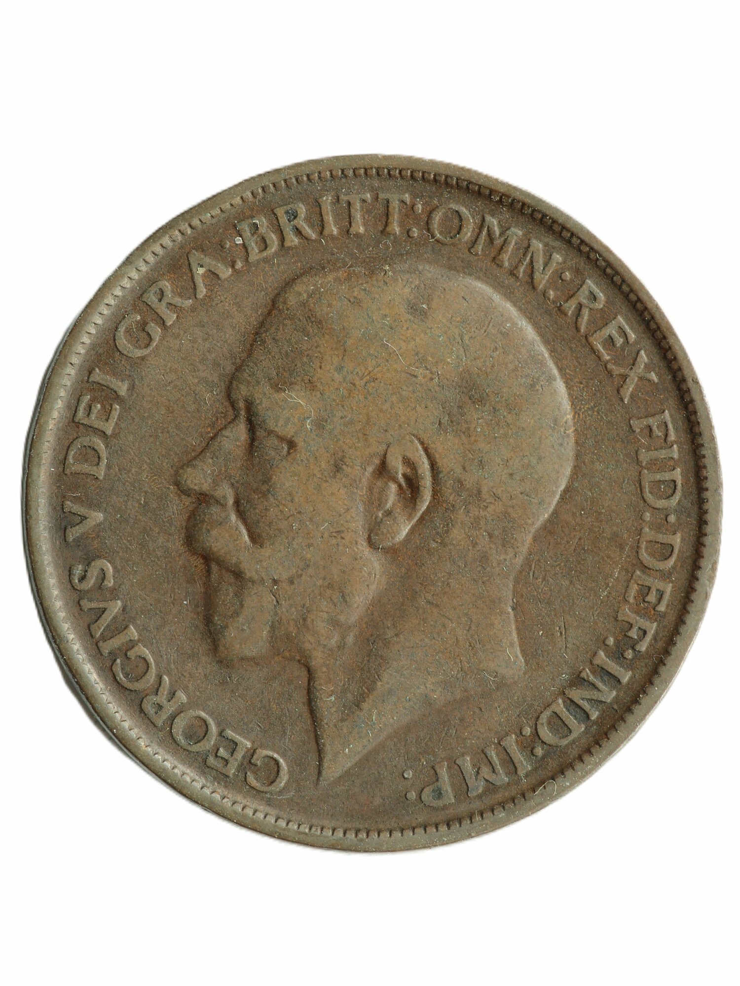 Подлинная монета Великобритания 1 пенни 1912 года бронза