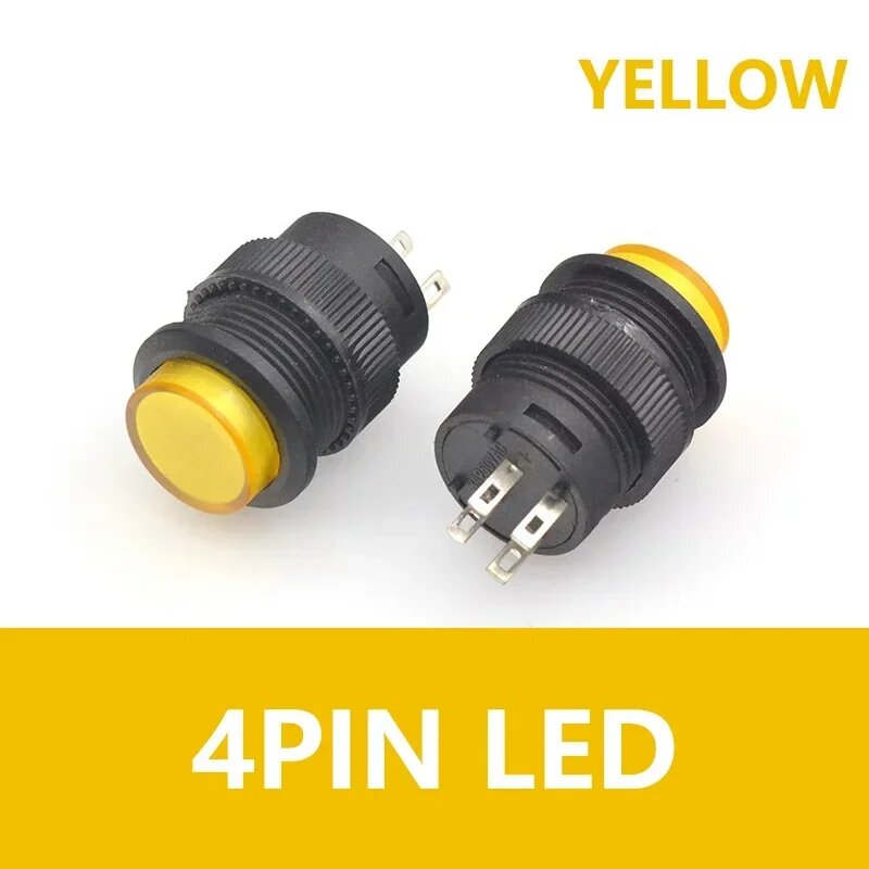 Самоблокирующийся переключатель, LED Yellow, 5PCS