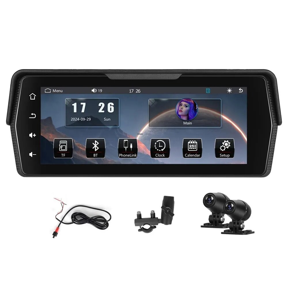 Навигация 6,8-дюймовый монитор для мотоцикла Carplay Android Auto IP67 Водонепроницаемый сенсорный экран Bluetooth