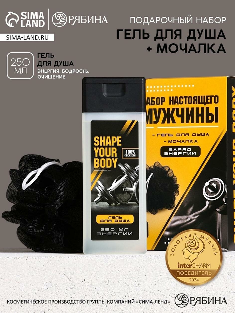 Набор "Набор настоящего мужчины", гель для душа 250 мл и мочалка для тела