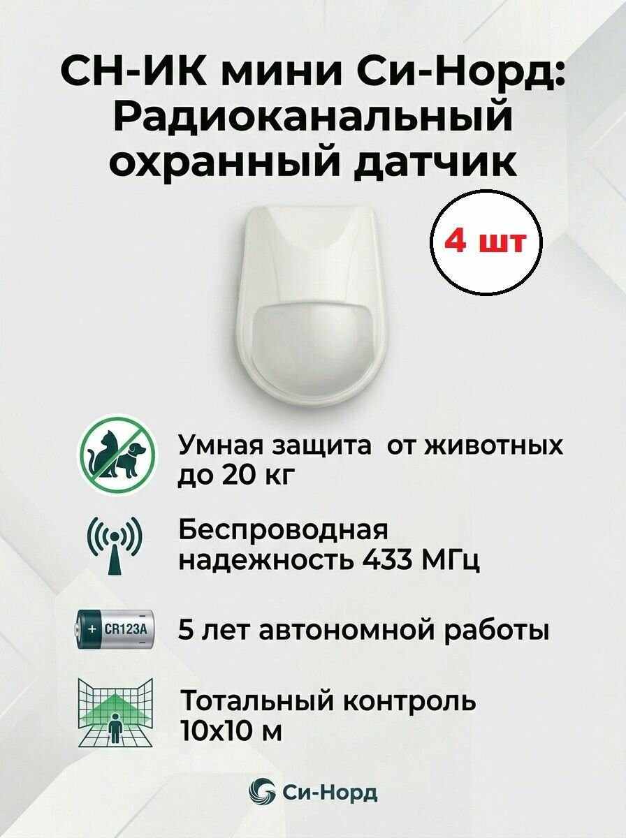СН-ИК-Мини Датчик движения радиоканальный, 4 шт.