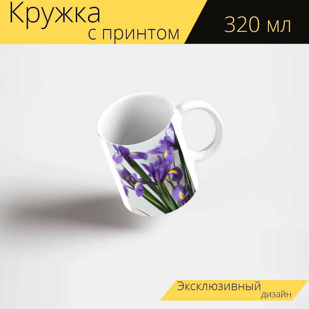 Кружка с рисунком, принтом "Ирис, цветы, цветочный" 320 мл.