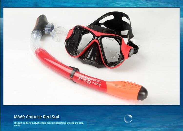 AquaDive M369 Красная Маска для Дайвинга с Дыхательной Трубкой Набор для Взрослых