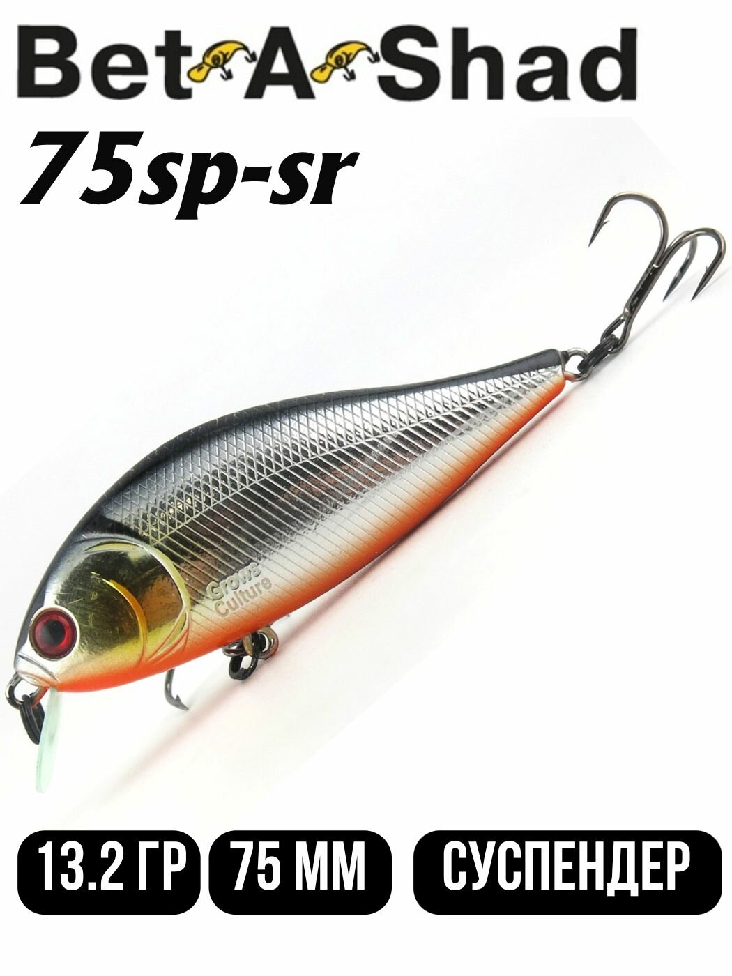 Bet-A-Shad 75SP SR воблеров для рыбалки, приманка на щуку, воблер на судака