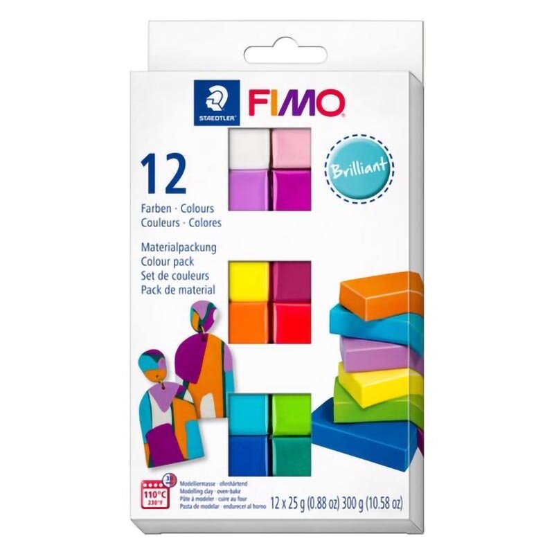 Набор глины полимерной для лепки Fimo Soft Бриллиантовые цвета, запекаемая, 12
