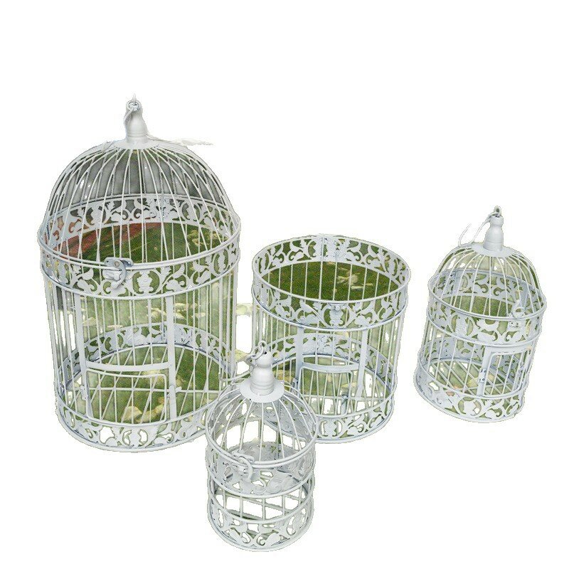 Декоративная клетка для птиц, декоративный элемент для окна в европейском стиле из кованого железа, белый реквизит для фотосессий, большой размер для использования в отелях и на свадьбах.